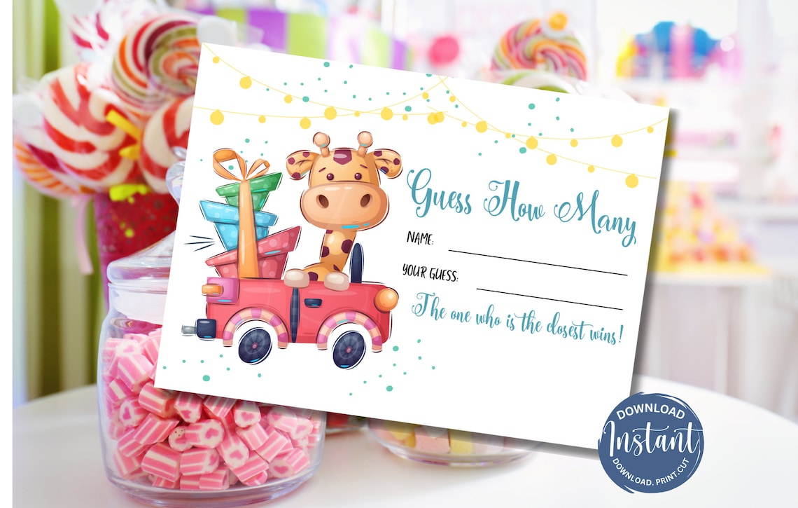 Guess How Many Baby Shower Game Baby Girl Baby Shower Idea Baby Animal ...