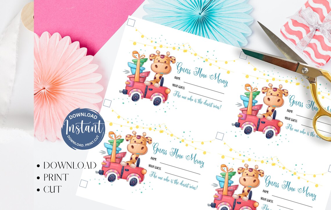 Guess How Many Baby Shower Game Baby Girl Baby Shower Idea Baby Animal ...