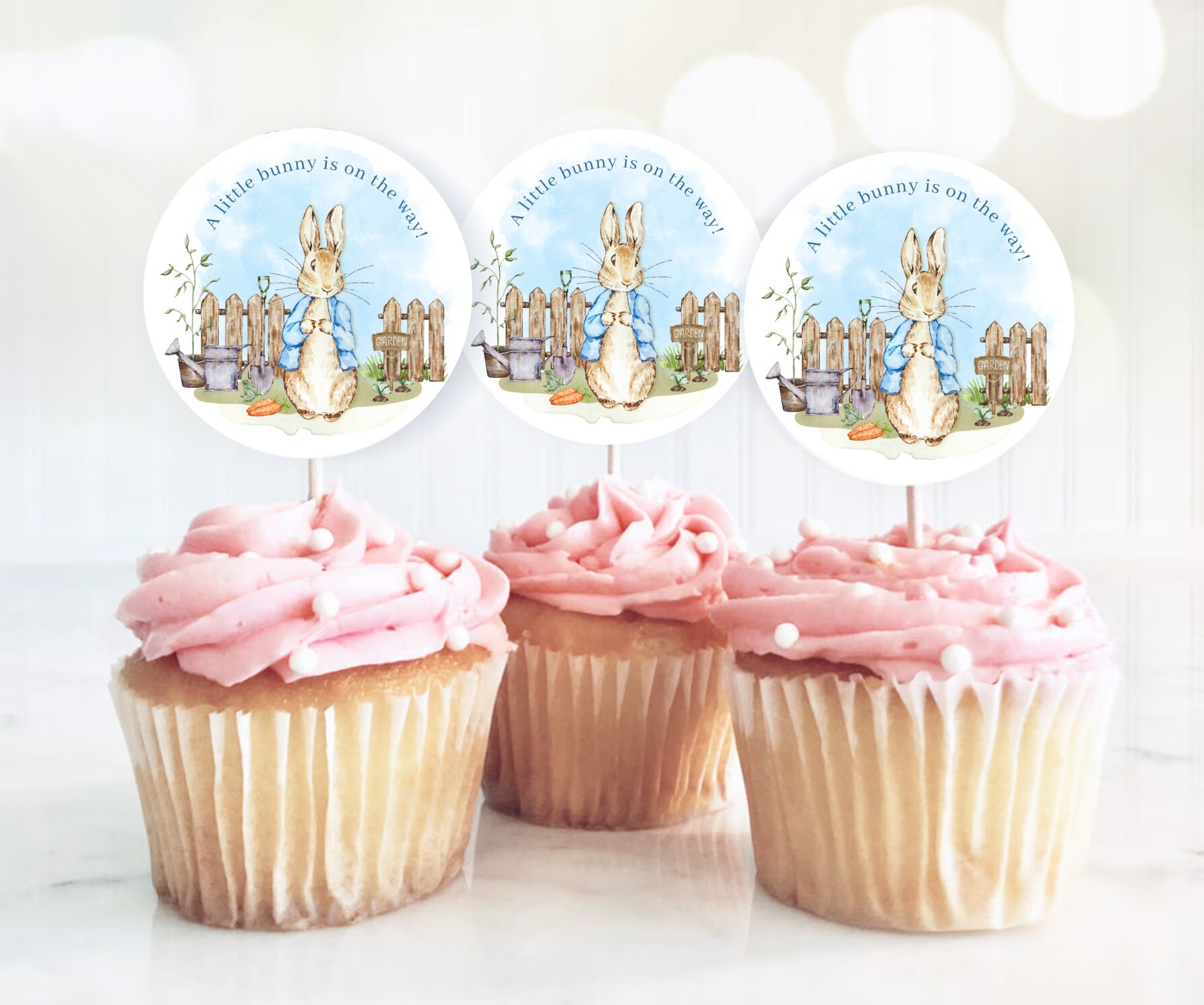 Peter Rabbit Cupcake Toppers | Peter Rabbit Theme Baby Shower | Dessert ...