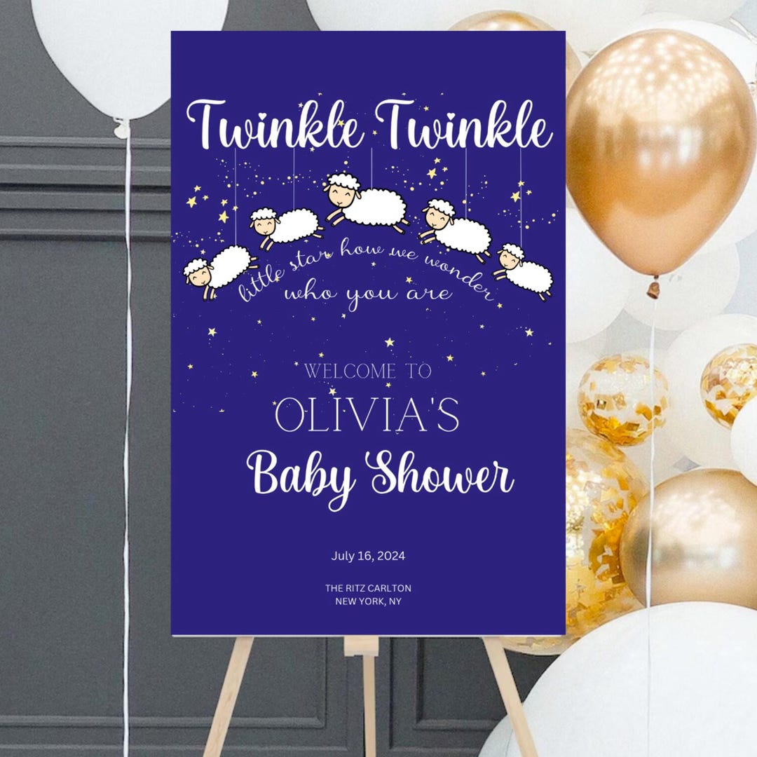 Twinkle Twinkle Little Star | Welcome Sign | Baby Shower Welcome Sign ...