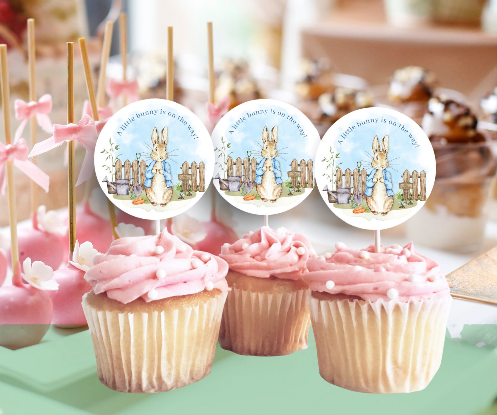Peter Rabbit Cupcake Toppers | Peter Rabbit Theme Baby Shower | Dessert ...