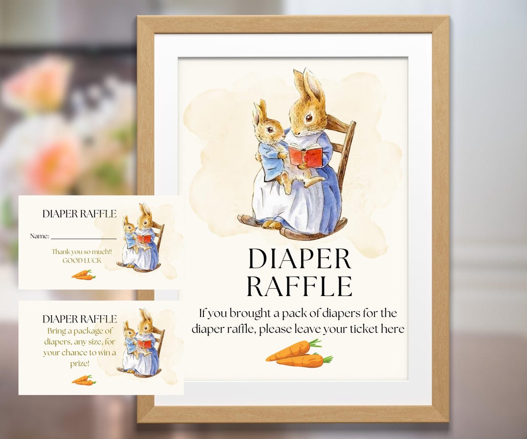 Peter Rabbit Diaper Raffle Baby Shower | Peter Rabbit Baby Shower Idea ...