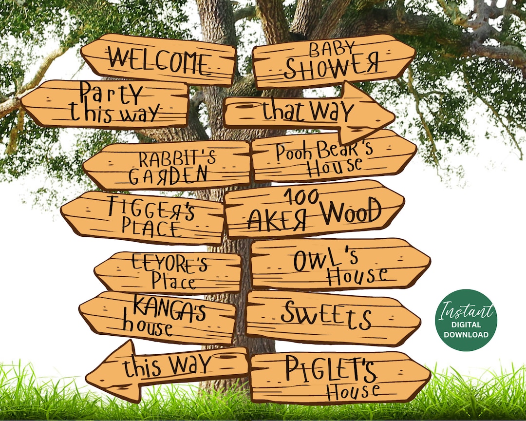 INSTANT DOWNLOAD! Pooh Directional Arrow Signs (14 Signs) | Classic ...