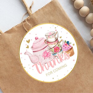 Tea Party Favor Tag Sticker Baby Shower Baby is Brewing Floral Pink ...