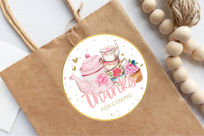 Tea Party Favor Tag Sticker Baby Shower Baby is Brewing Floral Pink ...