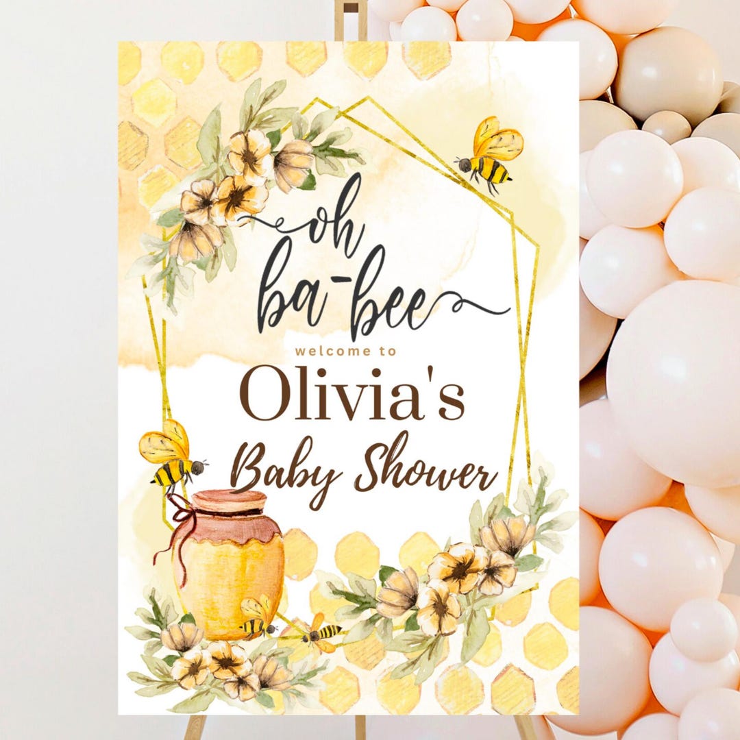 Oh Ba-bee Themed Welcome Sign |bee Theme | Baby Shower Welcome Sign ...