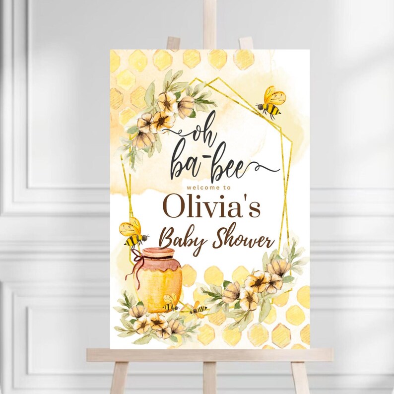Oh Ba-bee Baby Shower Welcome Sign: Bee Theme (digital Download) - Etsy ...