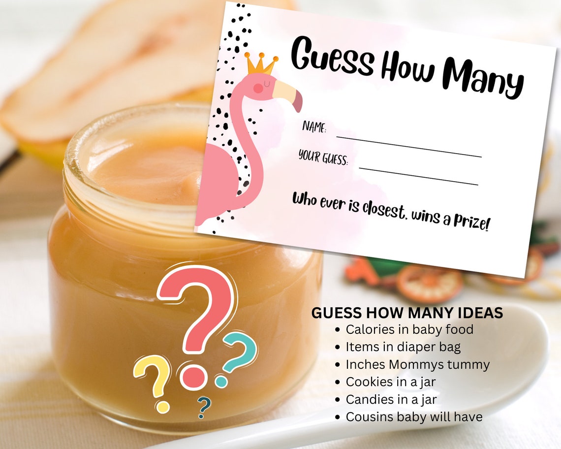 Guess How Many Baby Shower Game | Baby Shower Idea | Pink Flamingo Baby ...