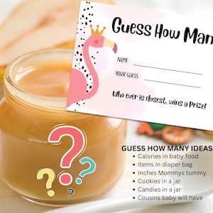 Guess How Many Baby Shower Game | Baby Shower Idea | Pink Flamingo Baby ...