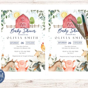 Farm Baby Shower Invitation Farm Theme Baby Shower Invitation Farm ...