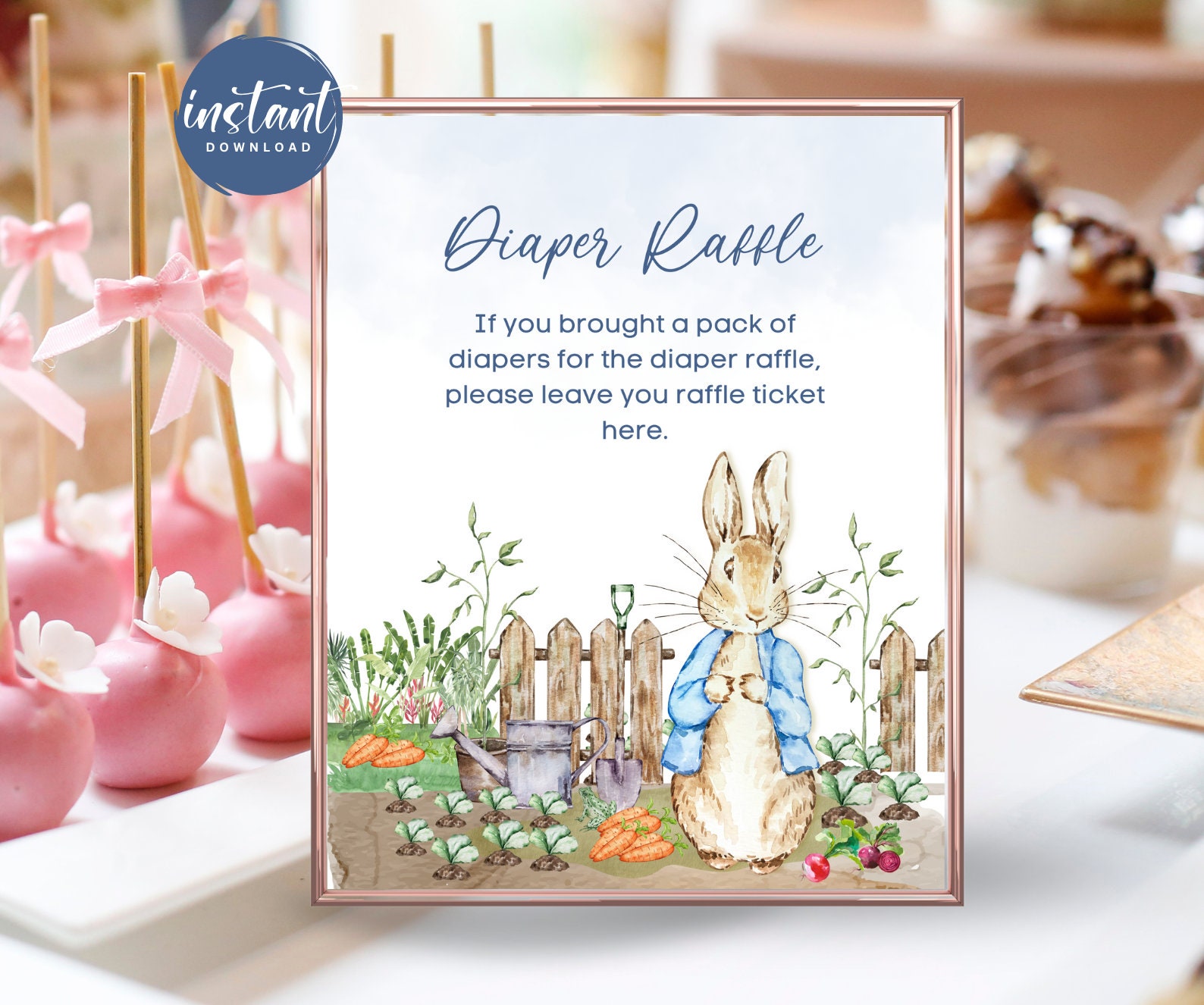 Peter Rabbit Diaper Raffle Sign | Peter Rabbit Theme Baby Shower ...