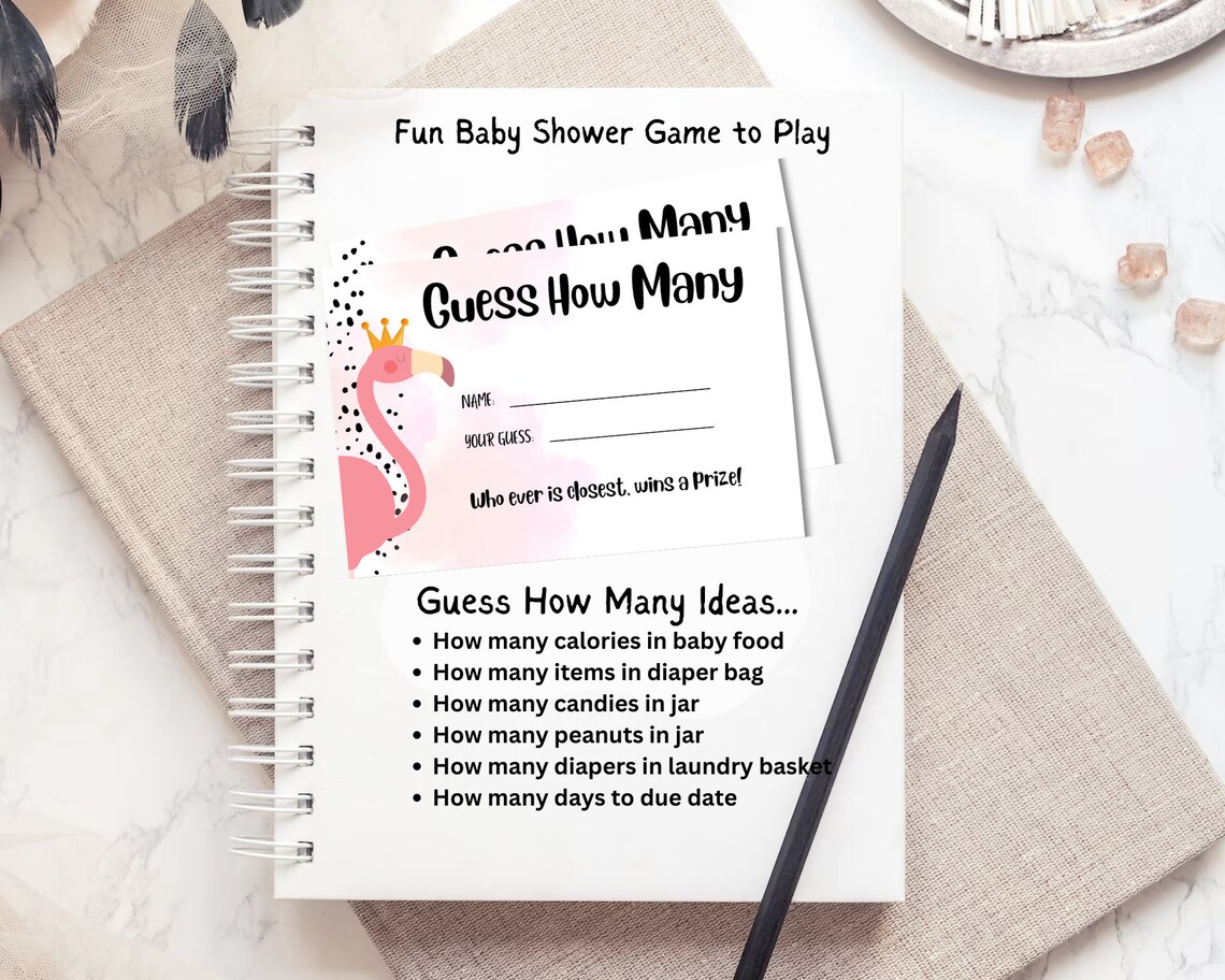 Guess How Many Baby Shower Game | Baby Shower Idea | Pink Flamingo Baby ...