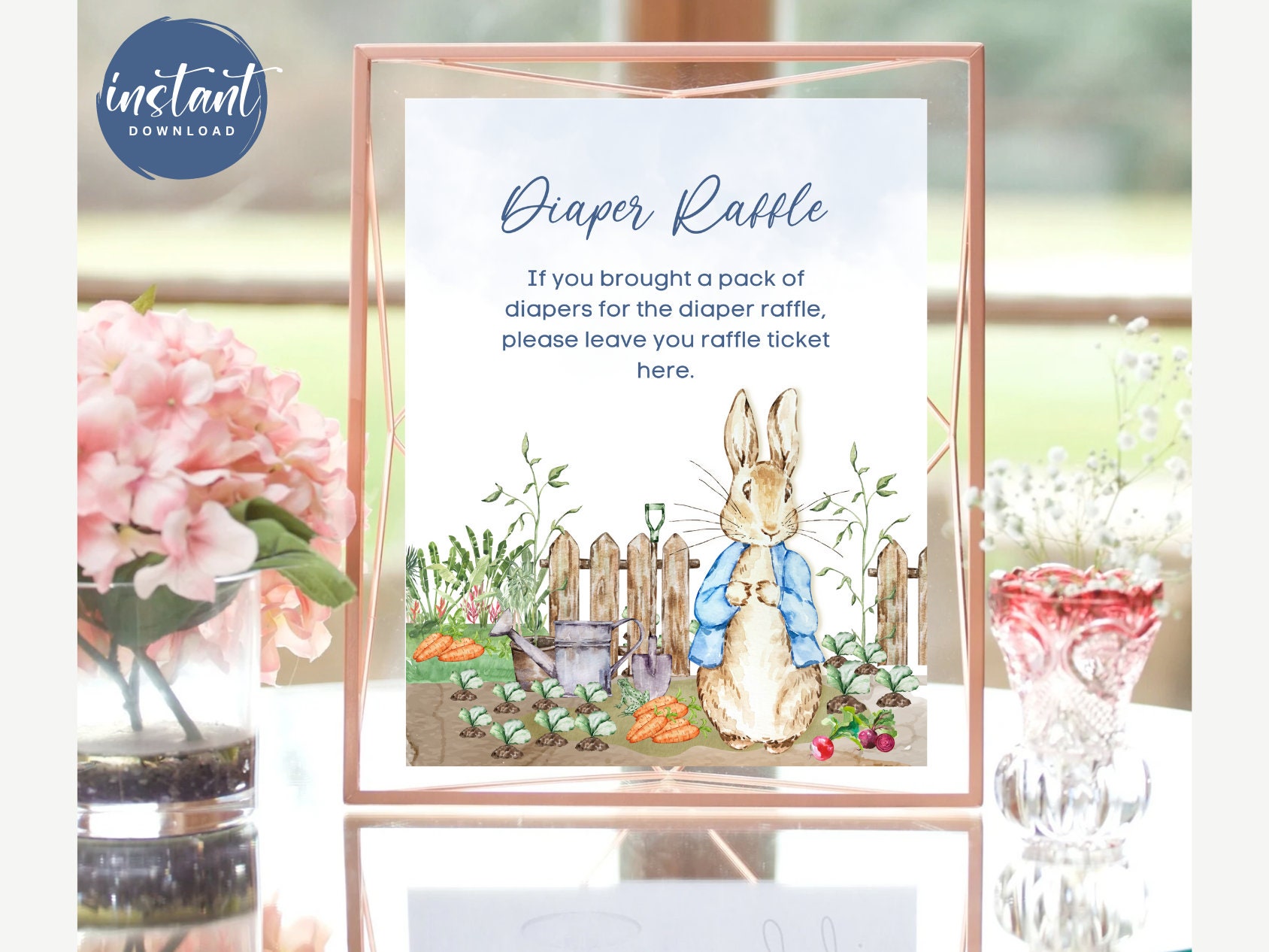 Peter Rabbit Diaper Raffle Sign | Peter Rabbit Theme Baby Shower ...