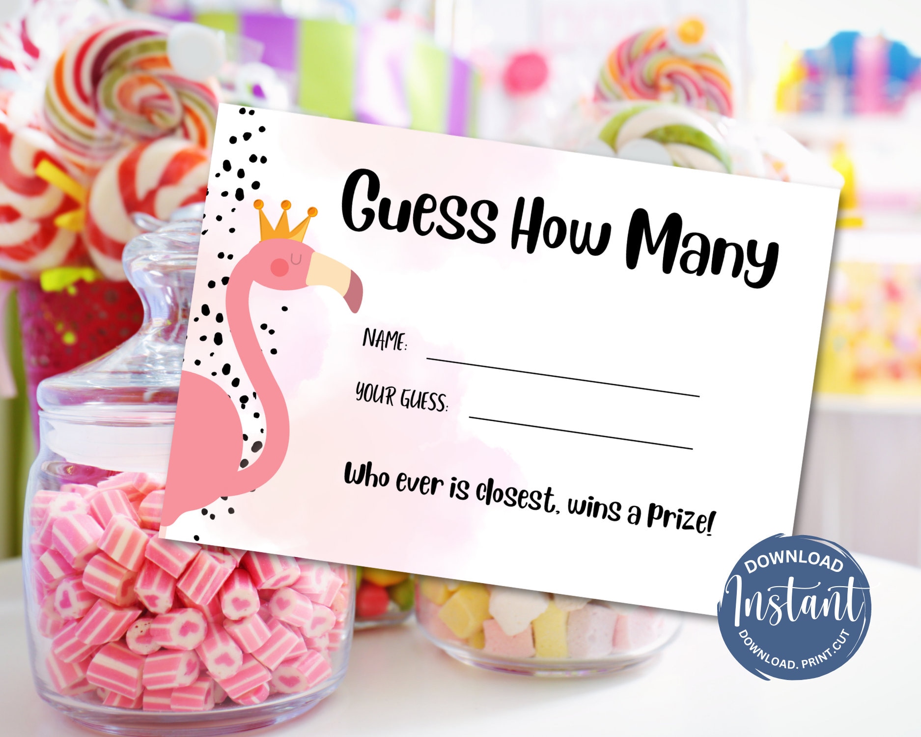 Guess How Many Baby Shower Game | Baby Shower Idea | Pink Flamingo Baby Shower Game FL15 - Etsy