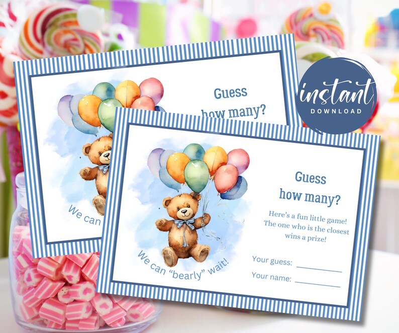 Guess How Many Baby Shower Game | Can Bearly Wait Baby Shower Idea ...