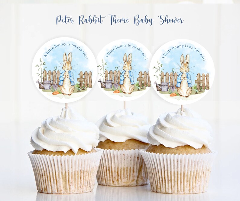 Peter Rabbit Cupcake Toppers | Peter Rabbit Theme Baby Shower | Dessert ...