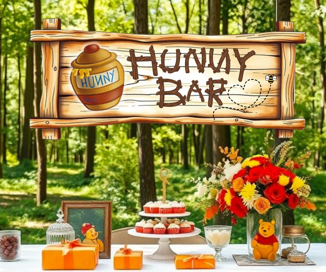 Winnie the Pooh Themed Dessert Bar Sign | Winnie Pooh Theme Sweets ...