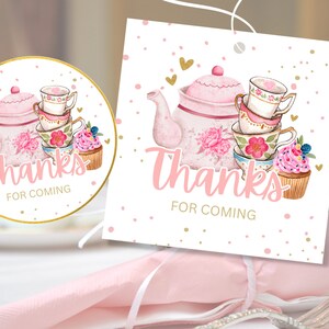 Tea Party Favor Tag Sticker Baby Shower Baby is Brewing Floral Pink ...