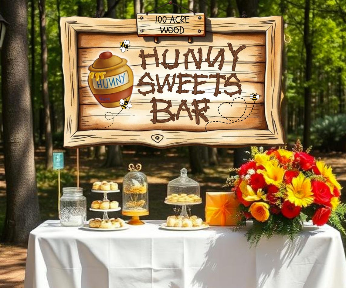 Winnie the Pooh Themed Dessert Bar Sign | Winnie Pooh Theme Sweets ...