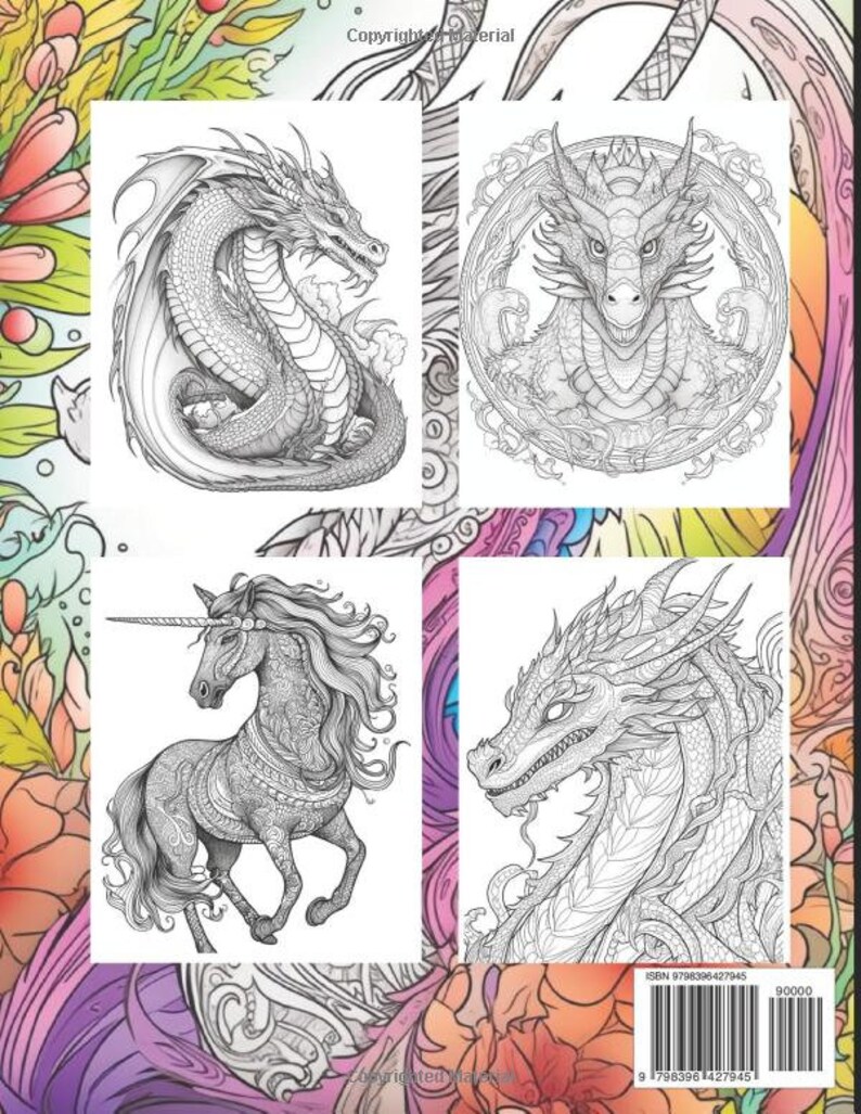 Dragons Coloring Book for Adults & Kids: Magical Creatures Coloring ...