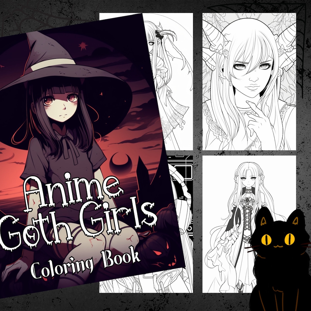 50 Anime Goth Girls Coloring Pages / Halloween Coloring Pages / Anime ...