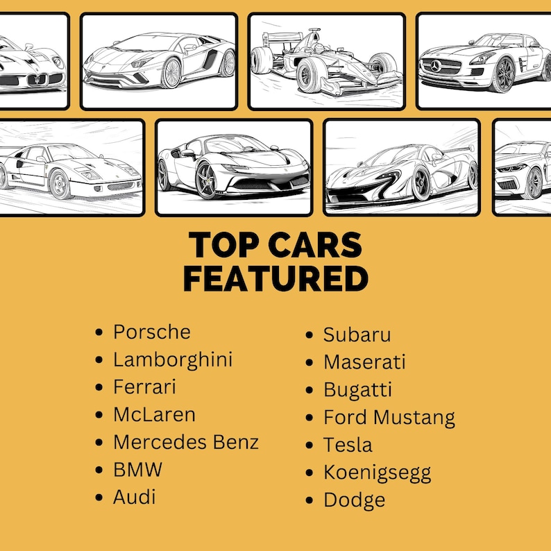 50+ Cars Coloring Pages for Kids and Adults, Sport Cars, Luxury Cars ...