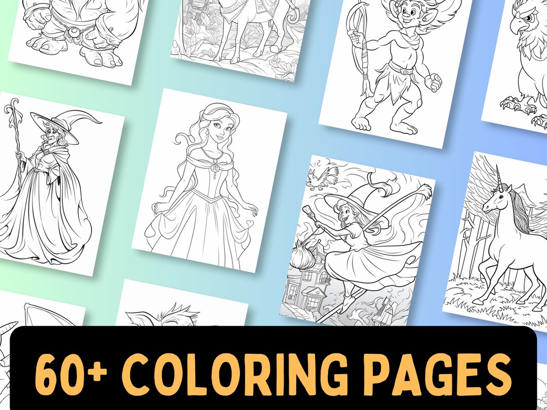 60+ Fairy Tale Coloring Pages: Fantasy Creatures, Witches (printable ...