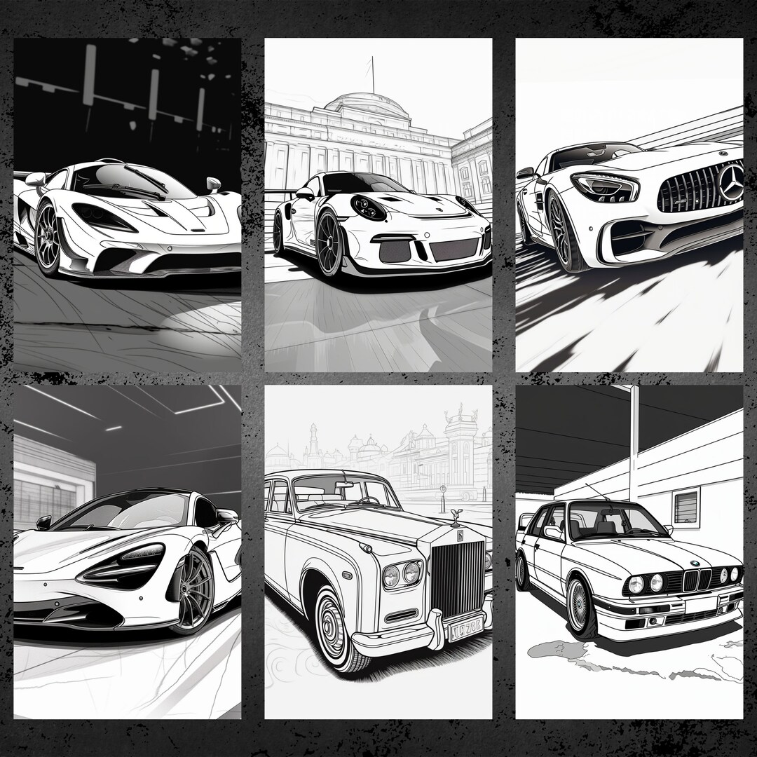 50 Cars Coloring Pages for Kids and Adults, Sport Cars, Luxury Cars ...