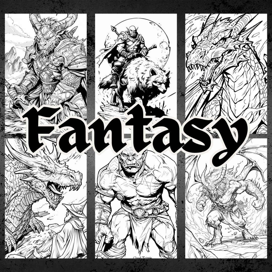 100+ Fantasy Creatures and Dark Fantasy Coloring Pages | Digital ...