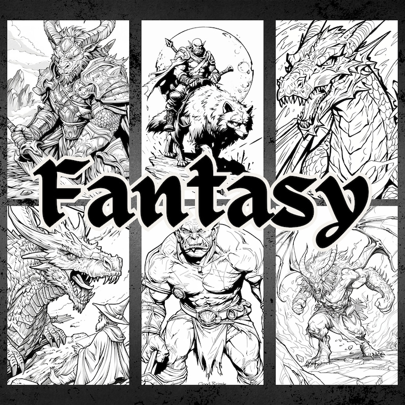 100+ Fantasy Creatures and Dark Fantasy Coloring Pages | Digital ...