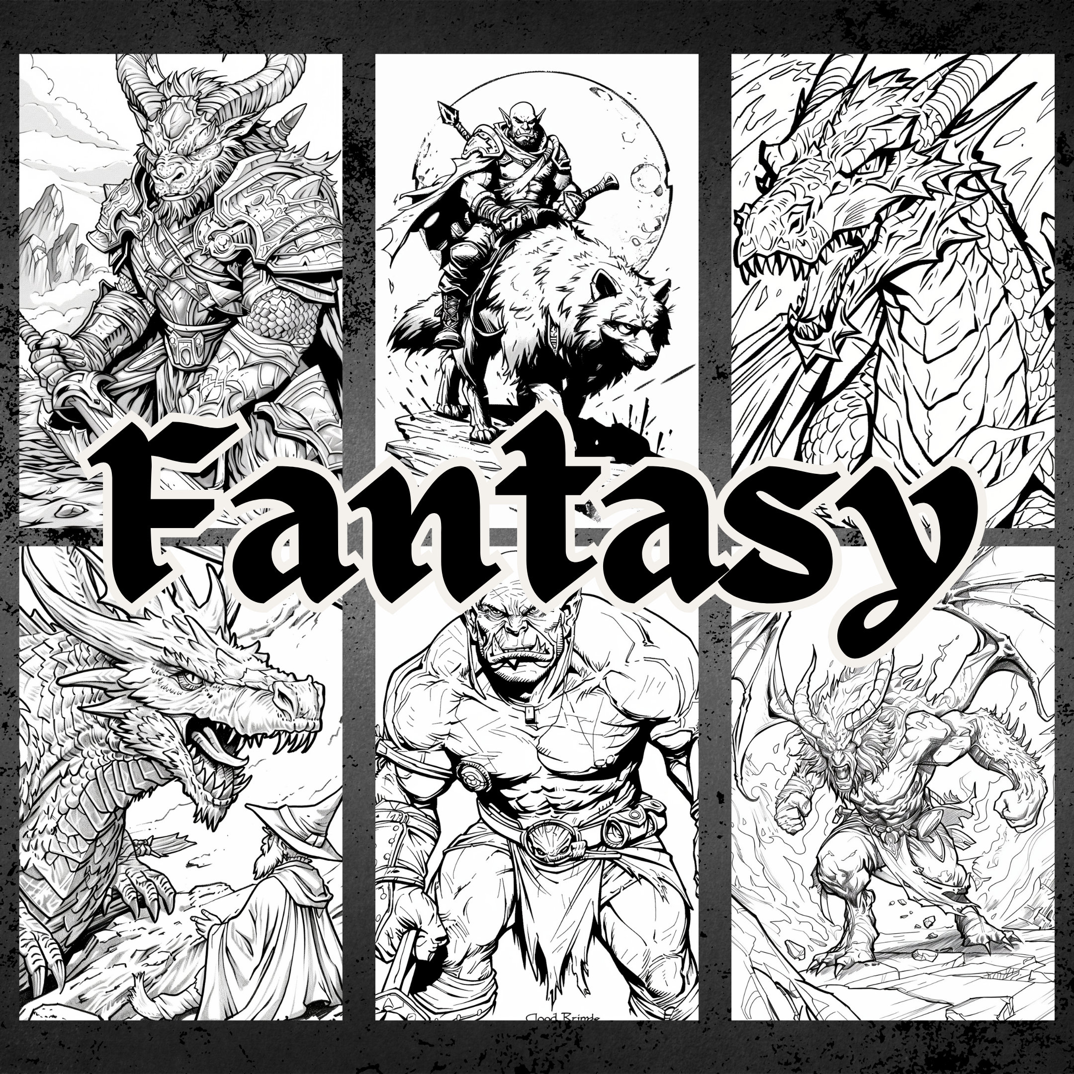 100+ Fantasy Creatures and Dark Fantasy Coloring Pages | Digital ...