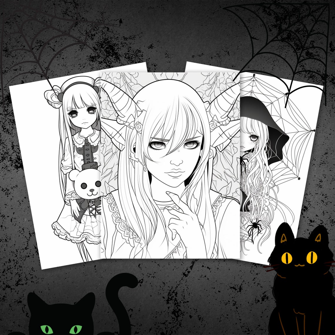 50 Anime Goth Girls Coloring Pages / Halloween Coloring Pages / Anime ...
