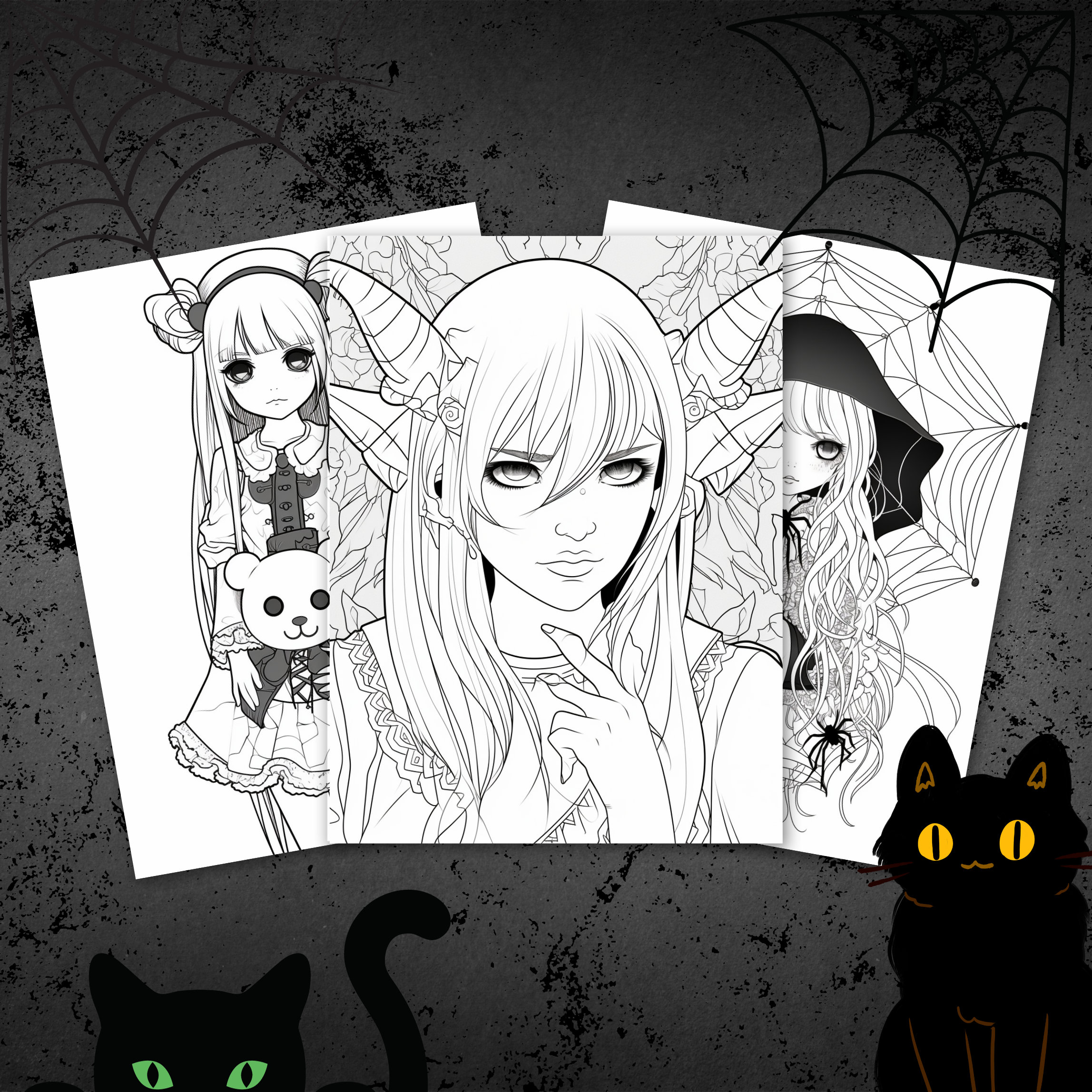 50 Anime Goth Girls Coloring Pages / Halloween Coloring Pages / Anime ...