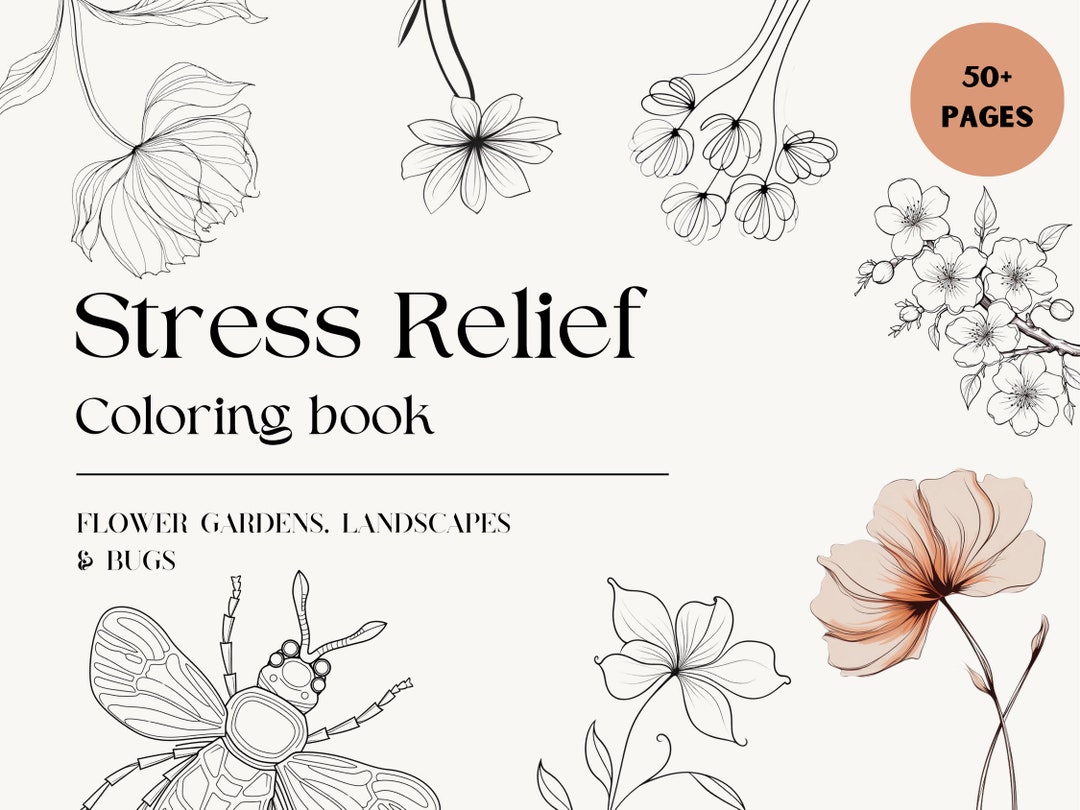 50+ Relaxing Flower Coloring Pages for Adults: Stress Relief Beautiful ...