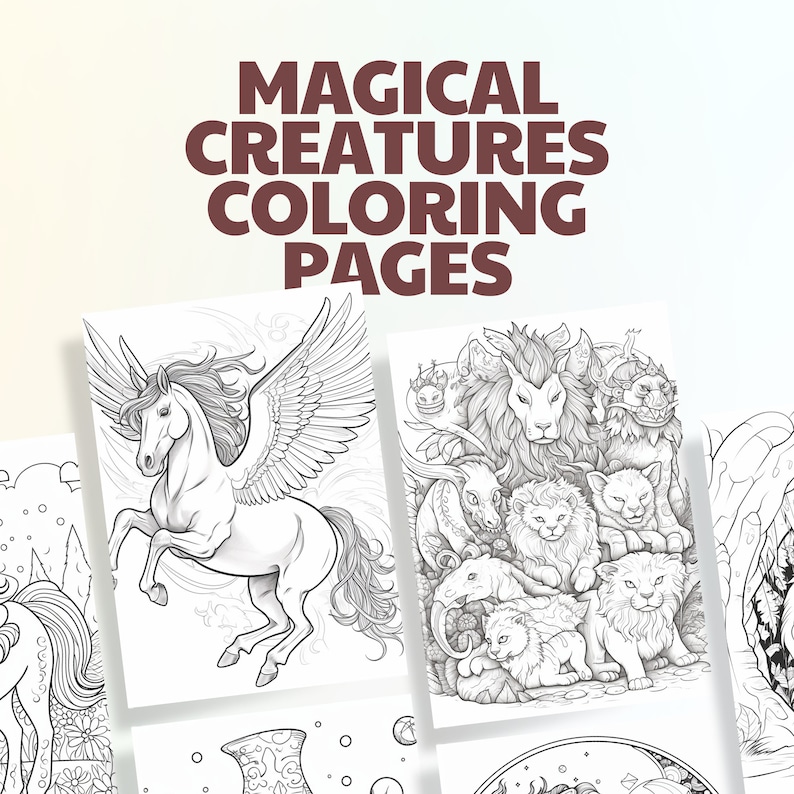 Magical Creatures: A Printable PDF Coloring Book / Kids Coloring Book ...