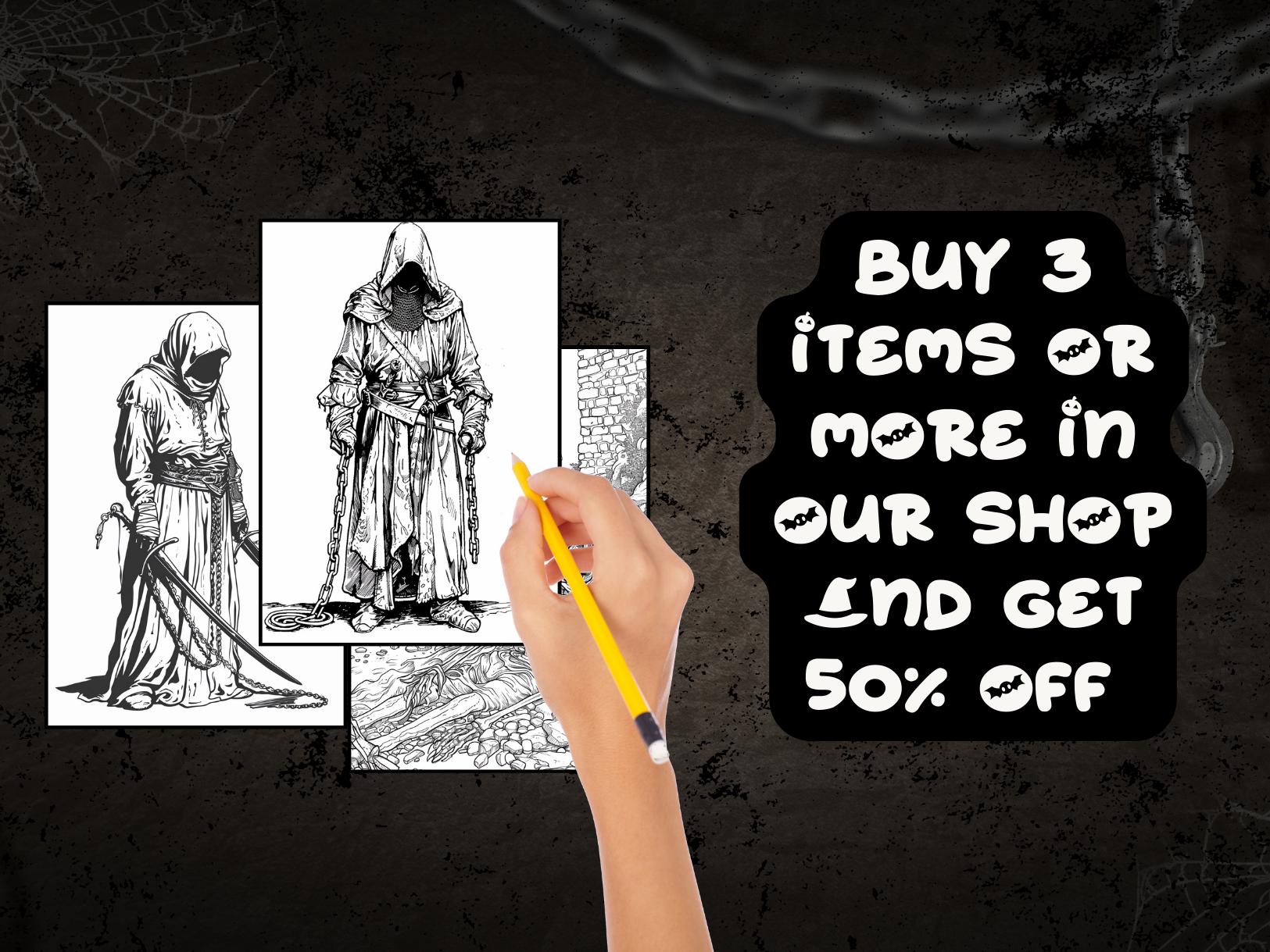 100+ Fantasy Creatures and Dark Fantasy Coloring Pages | Digital ...