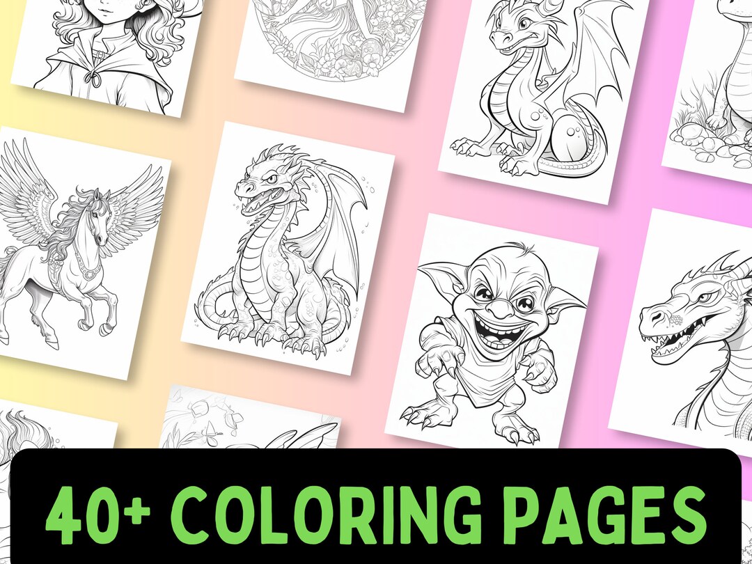 Magical Creatures: A Printable PDF Coloring Book / Kids Coloring Book ...