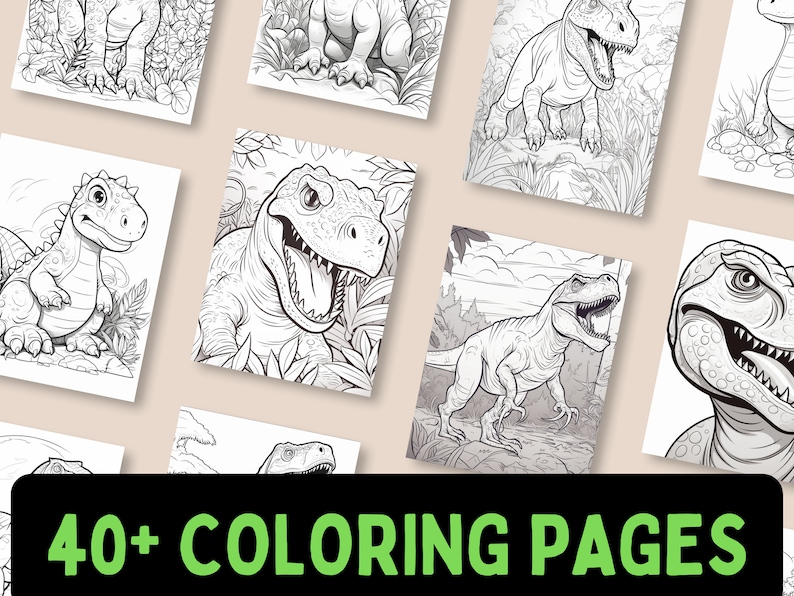 Dinosaur Coloring Pages: 40+ Dino Designs (digital Download) - Etsy