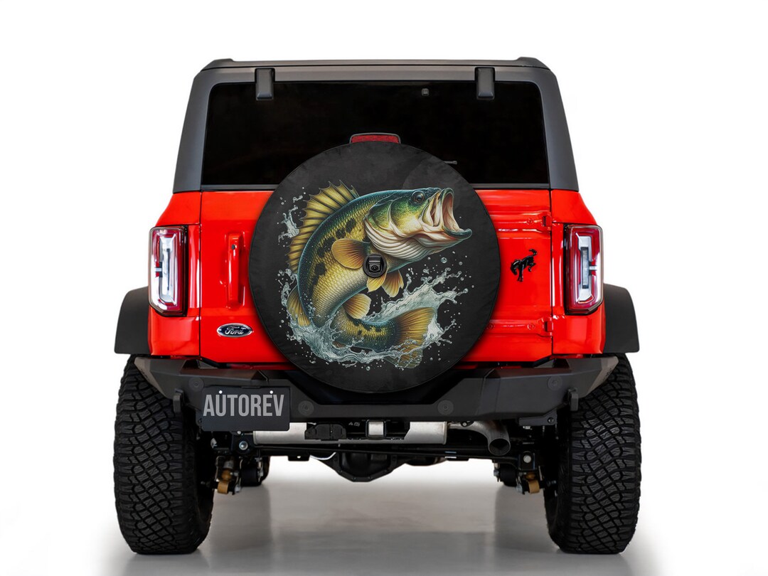 Bass Fish Spare Tire Cover | SUV Jeep Wrangler Ford Camper | Universal ...