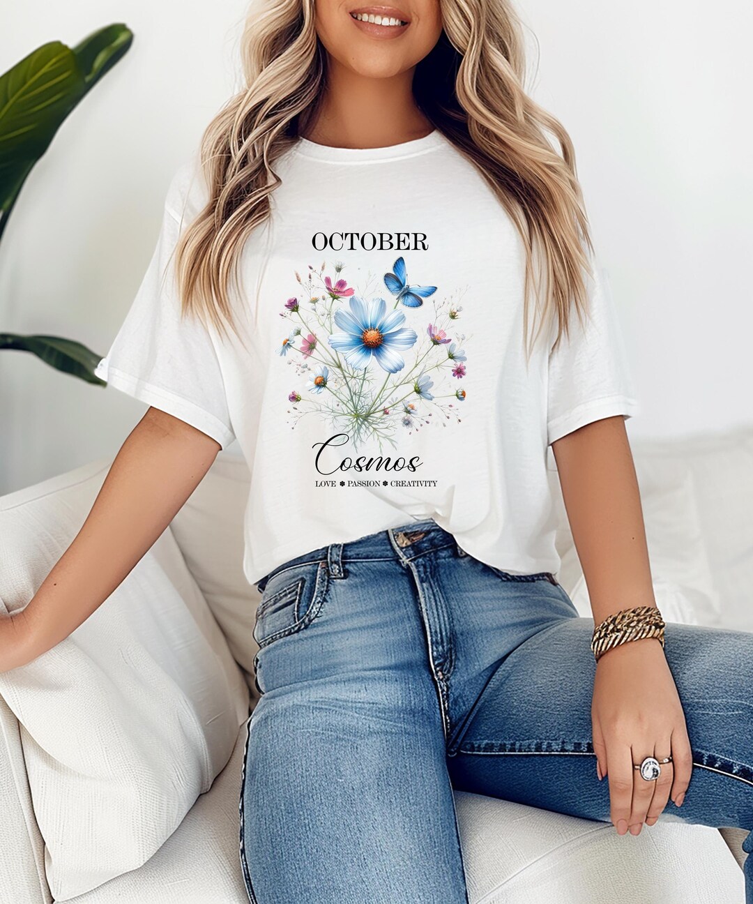 Custom Comfort Colors® Birth Month Birth Flower Shirt, Personalized ...