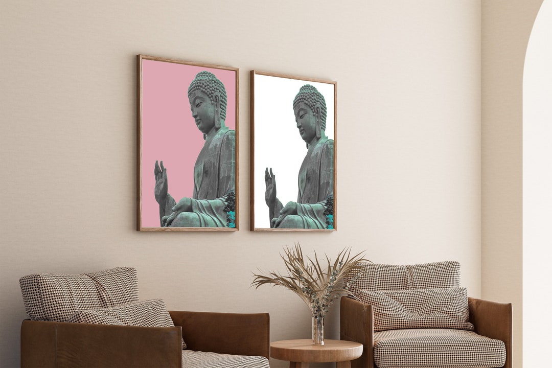 Buddha Statue Wall Art Download Digital Modern Decor, 2 Colors Pieces ...