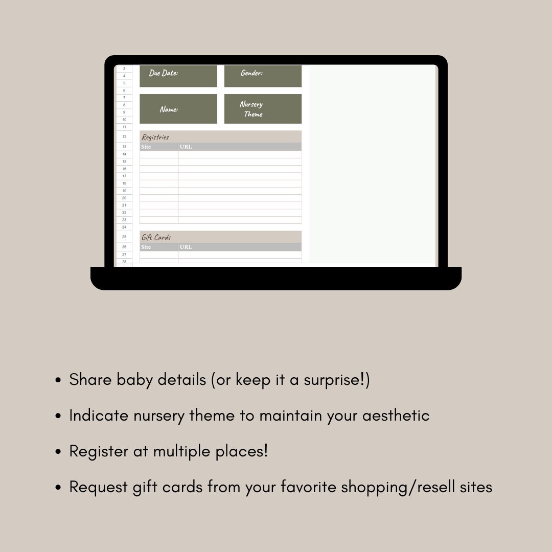Baby Registry Spreadsheet Online Sustainable Universal Checklist Google ...
