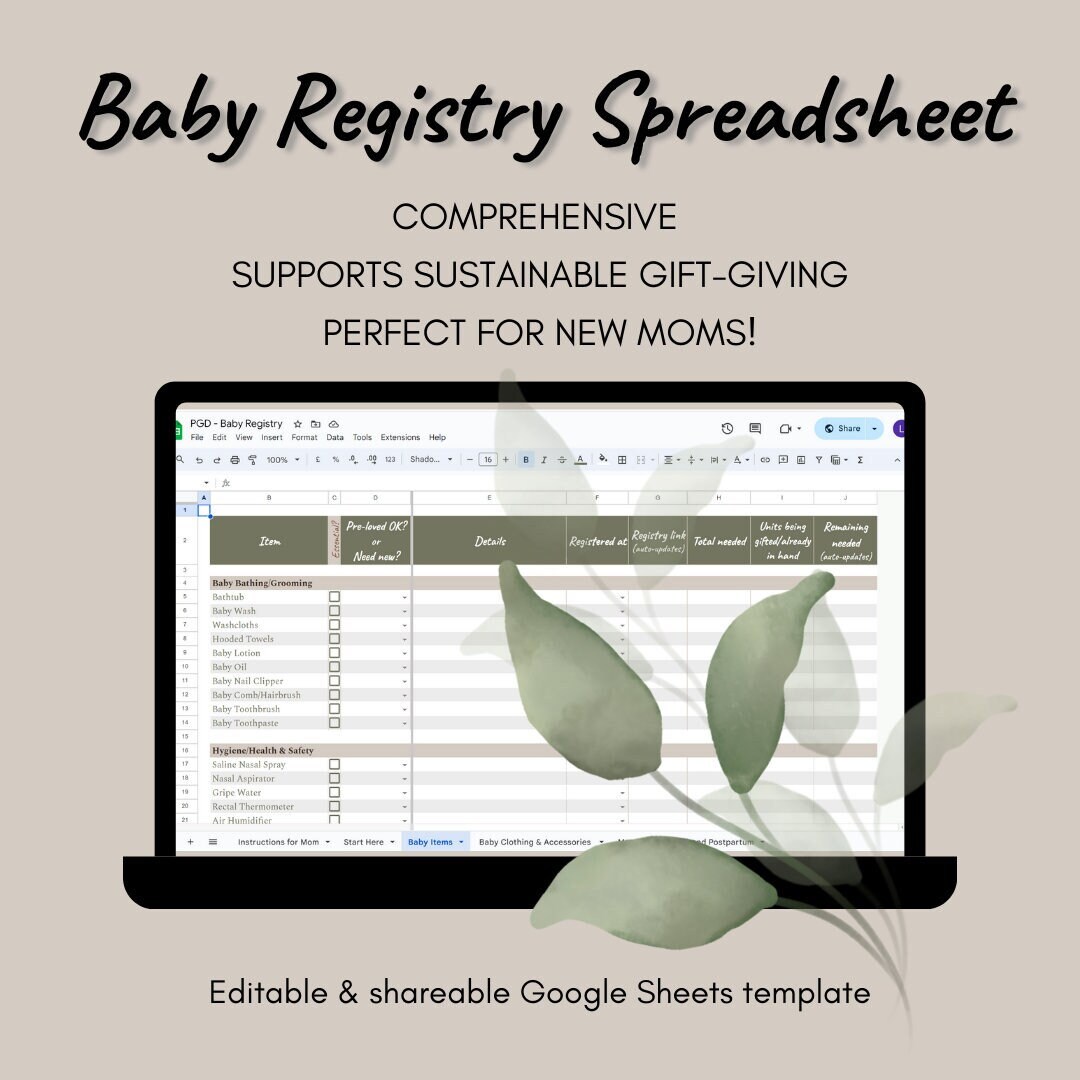 Baby Registry Spreadsheet Online Sustainable Universal Checklist Google ...