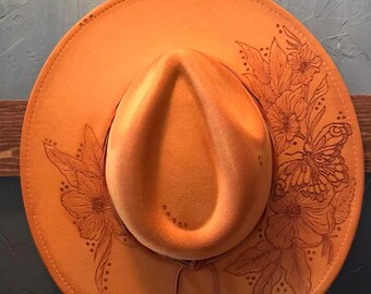 Made to Order, Handcrafted, Burned Wide Brim Hat - Etsy