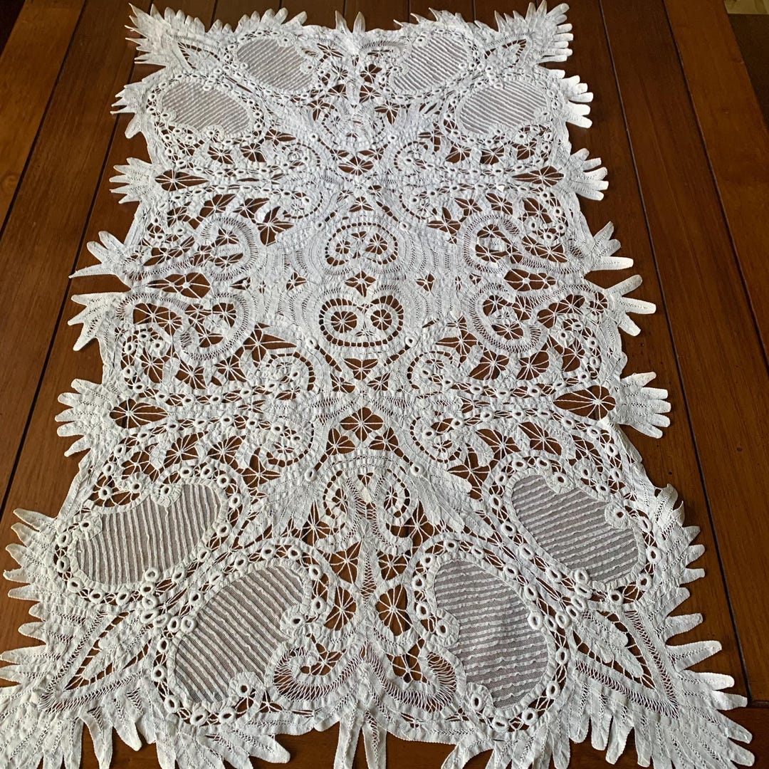 Battenburg Antique Table Runner, From 1920’s, White - Etsy