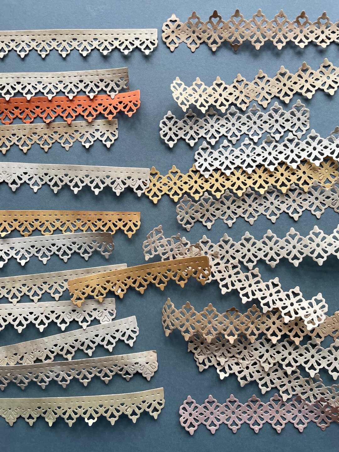 Coffee Tea Dyed Paper Lace Strips Border Strips for Scrapbooking Junk ...