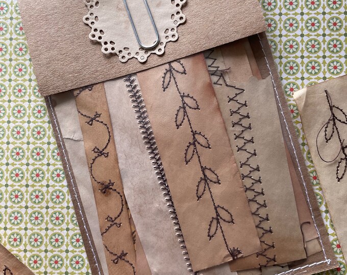 Vintage Style Stitched Paper Strips Ephemera Journaling Scrapbooking ...