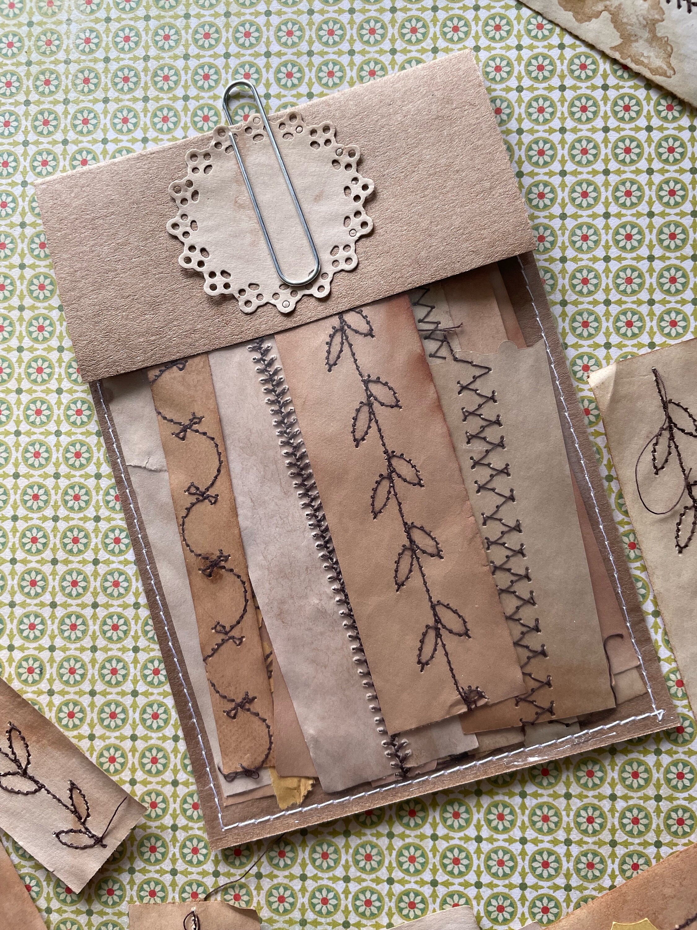 Vintage Style Stitched Paper Strips Ephemera Journaling Scrapbooking ...