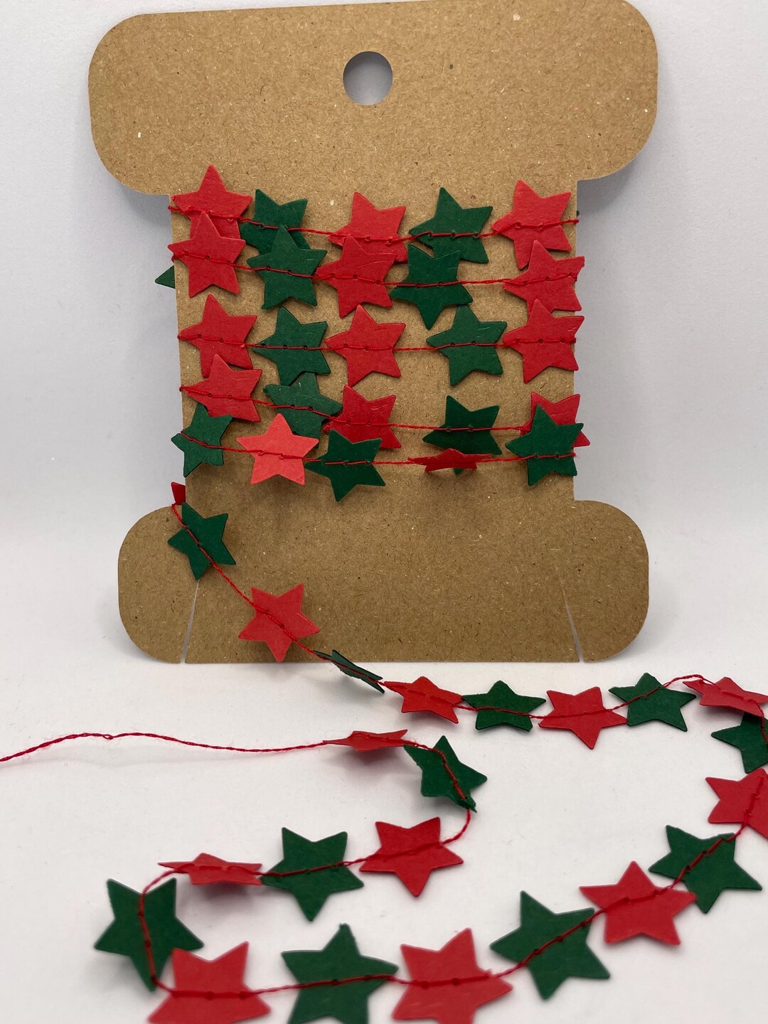 Miniature Stars Christmas Bunting Garland Handmade Trd Green Stars for ...