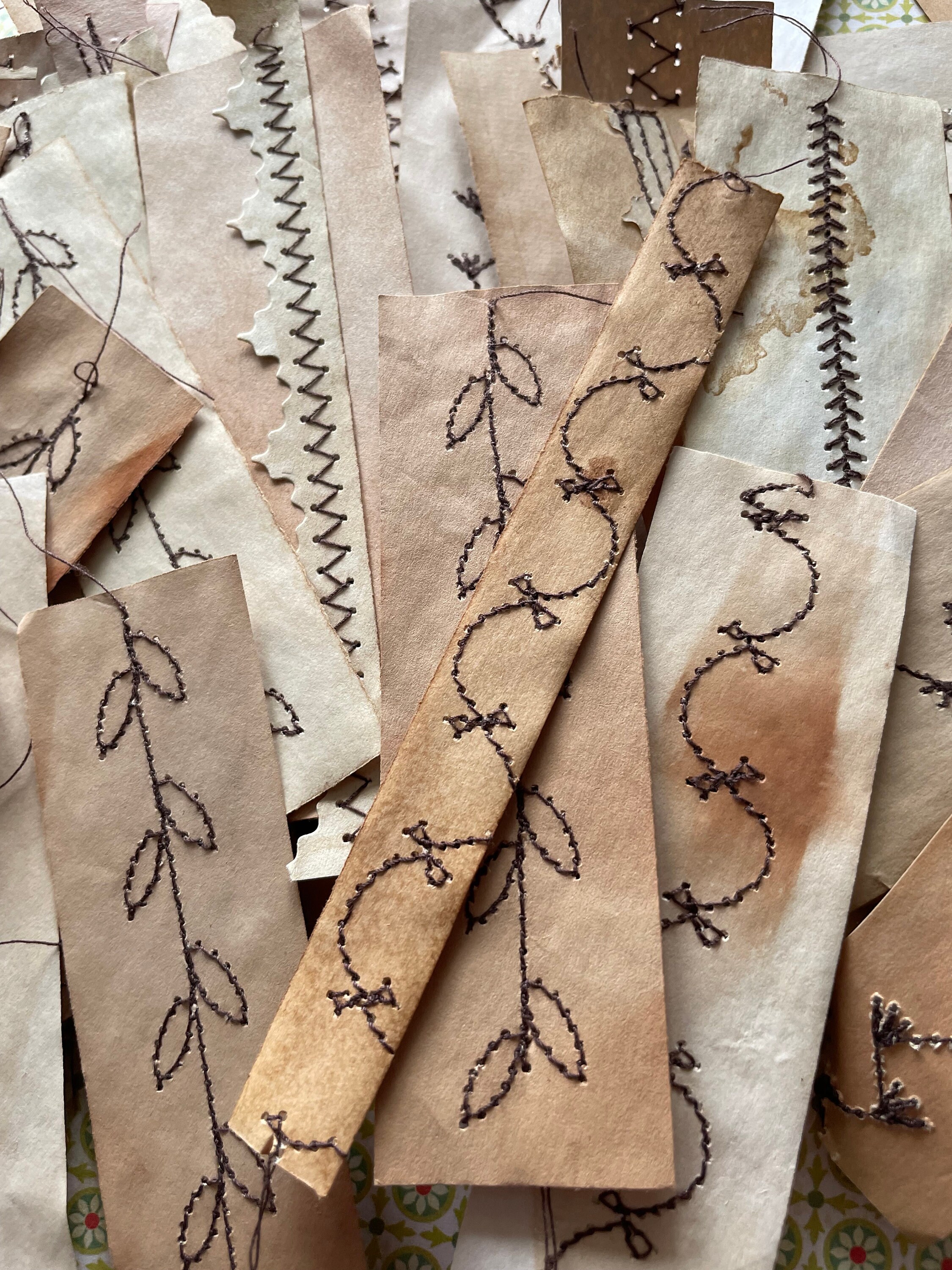 Vintage Style Stitched Paper Strips Ephemera Journaling Scrapbooking ...